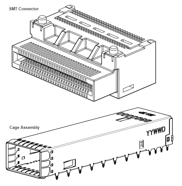 OSFP Connectors, Cages & Cable Assemblies - TE | Mouser