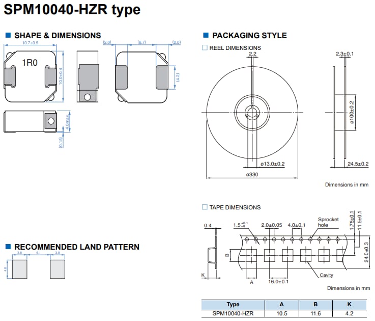 SPM-HZR Inductors - TDK | Mouser
